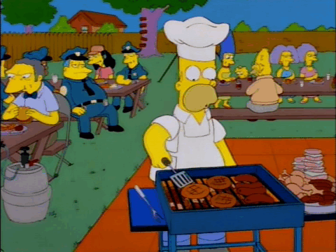 Hey Homer, wing me another one of them burgers, would you?, I can't ...
