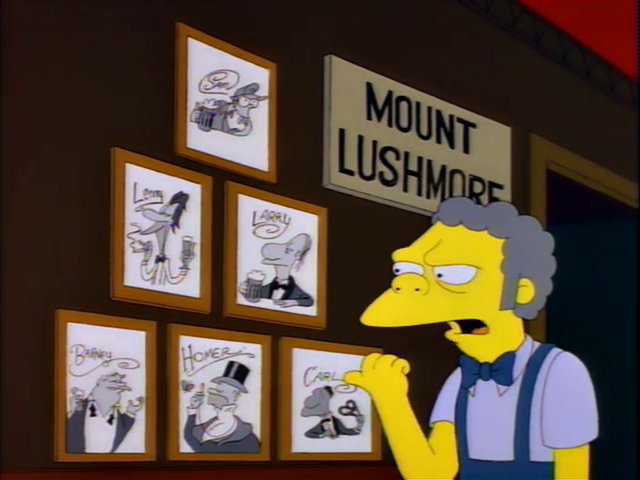 That's it, Homer. I'm taking your caricature down from Mount Lushmore ...