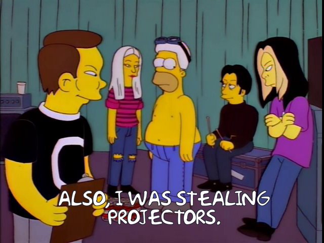 "Hey, I wasn't a weirdo, I was in the audio visual club." "Really? Me ...